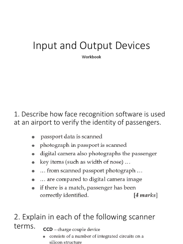 Input and Output Devices SLIDES ANSWERS | PDF | Computers