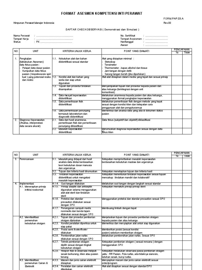 Form Asesmen Observasi - New | PDF