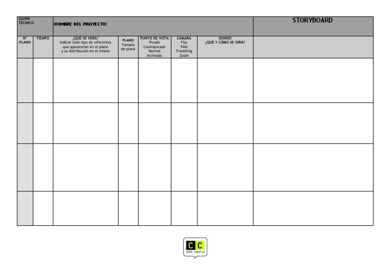 PLANTILLA DE GUION TECNICO + Storyboard | PDF