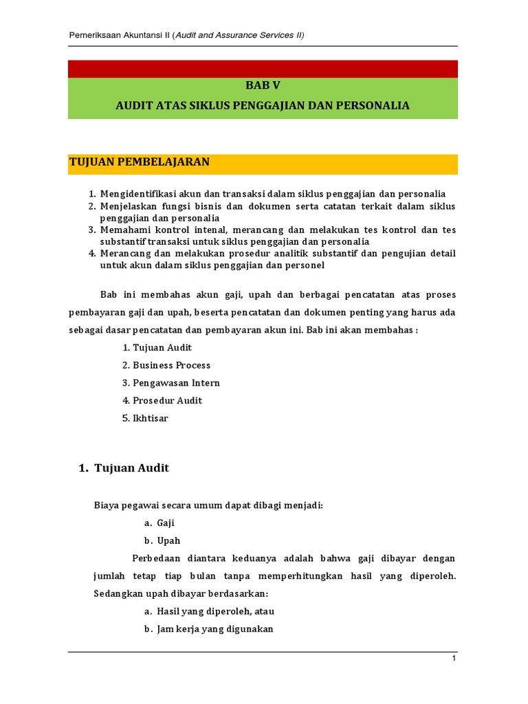 Audit Siklus Penggajian dan Personalia | PDF | Karier & Perkembangan ...