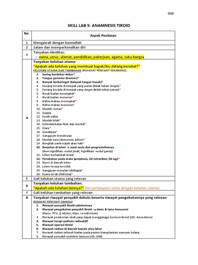 Anamnesis Tiroid: Panduan Praktis | PDF