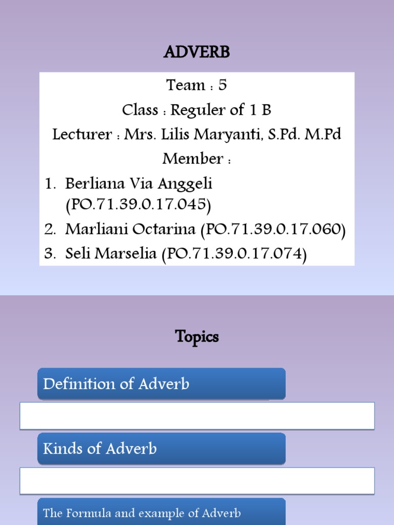 Adverb | PDF | Adverb | Verb