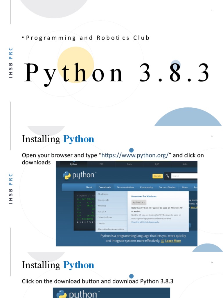 Python 3.8.3: - Programming and Robotics Club | PDF | Computer ...