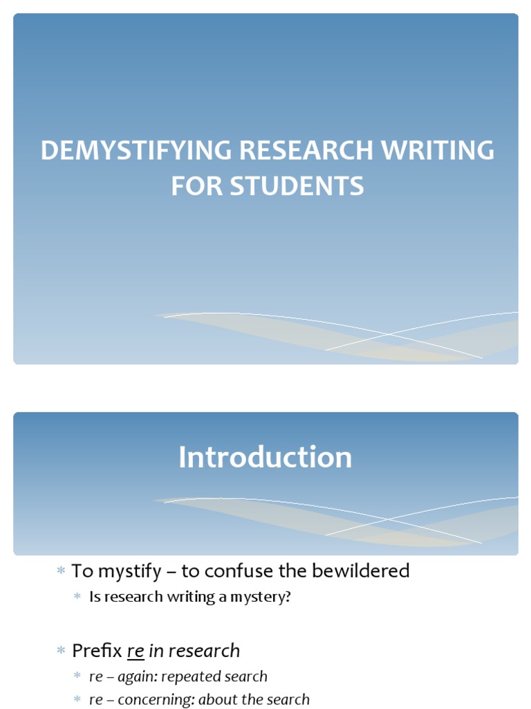 Demystifying Research Writing For Students | PDF | Academic Publishing | Cognition
