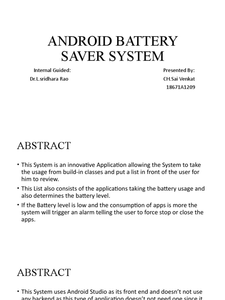 Android Battery Saver System | PDF Android Battery Saver System | PDF
