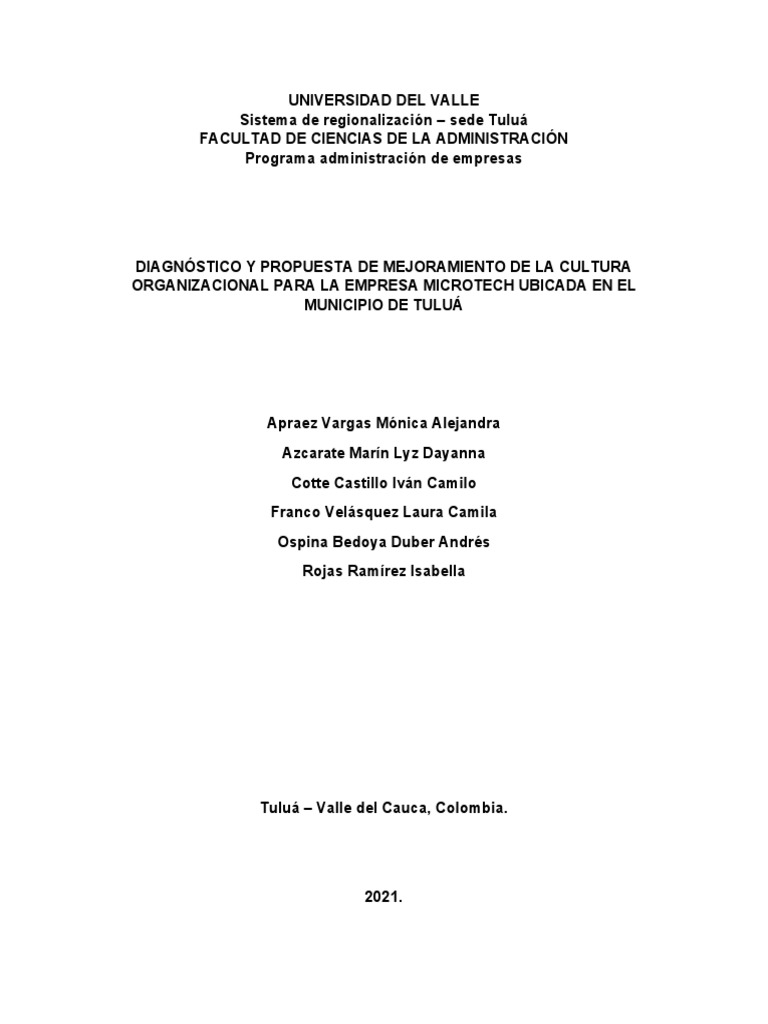 Mejora de la Cultura Organizacional en Microtech | PDF | Hardware de la ...