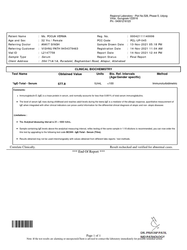 Obtained Value: Clinical Biochemistry Test Name Units Bio. Ref ...