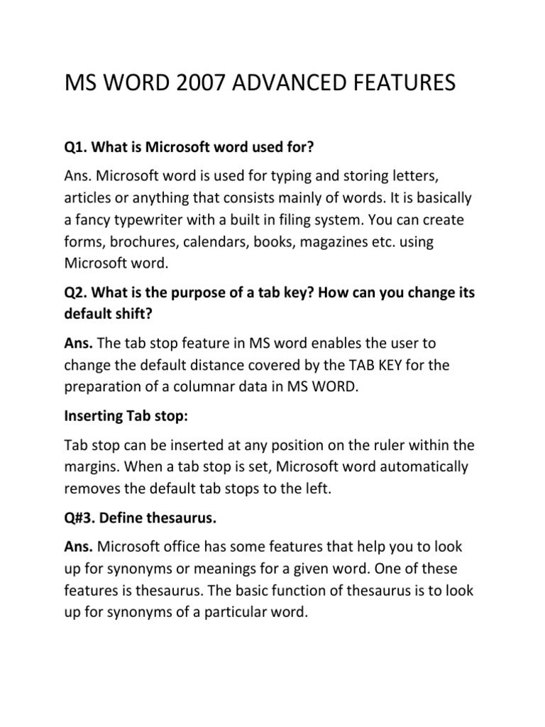 MS Word 2007 Advanced Features | PDF | Computers