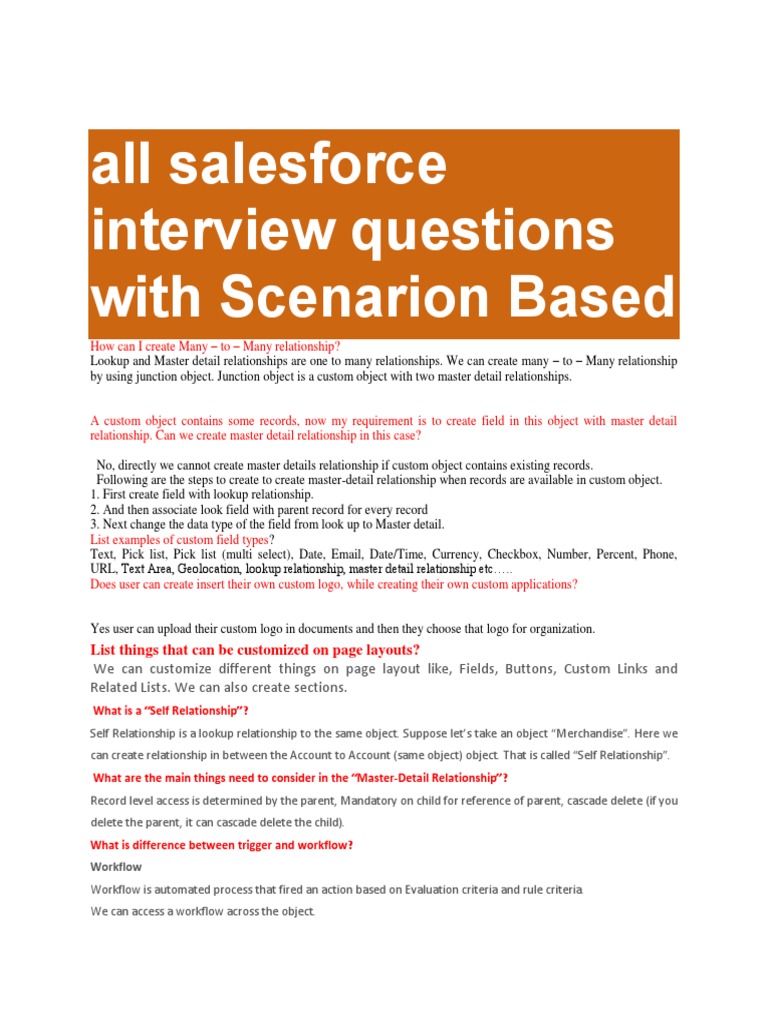 All Salesforce Interview Questions With Scenarion Based: List Things That Can Be Customized On ...