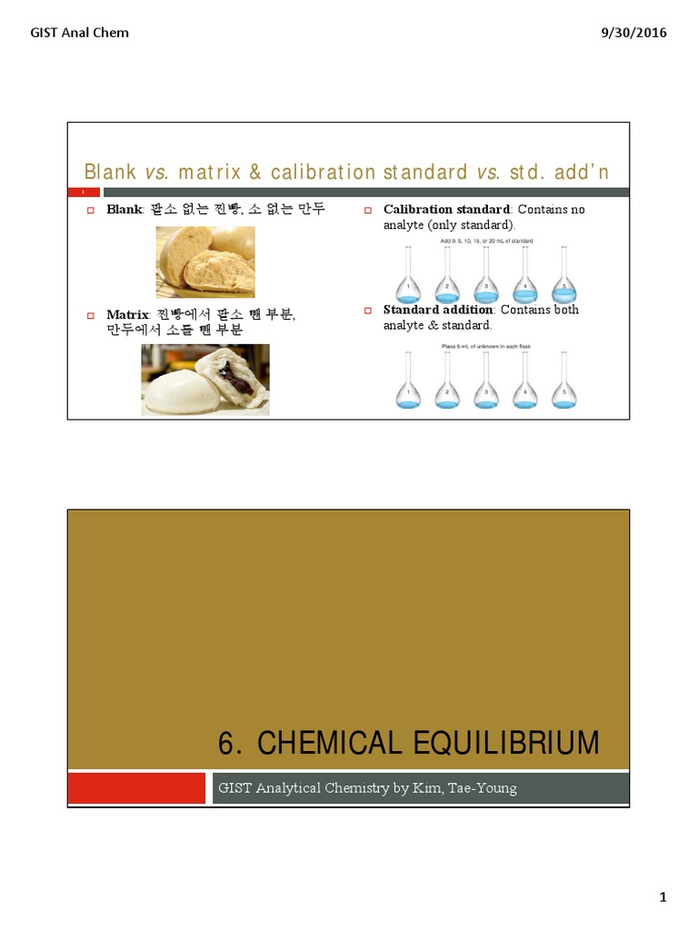 Chemical Equilibrium: Blank vs. Matrix & Calibration Standard vs. Std ...