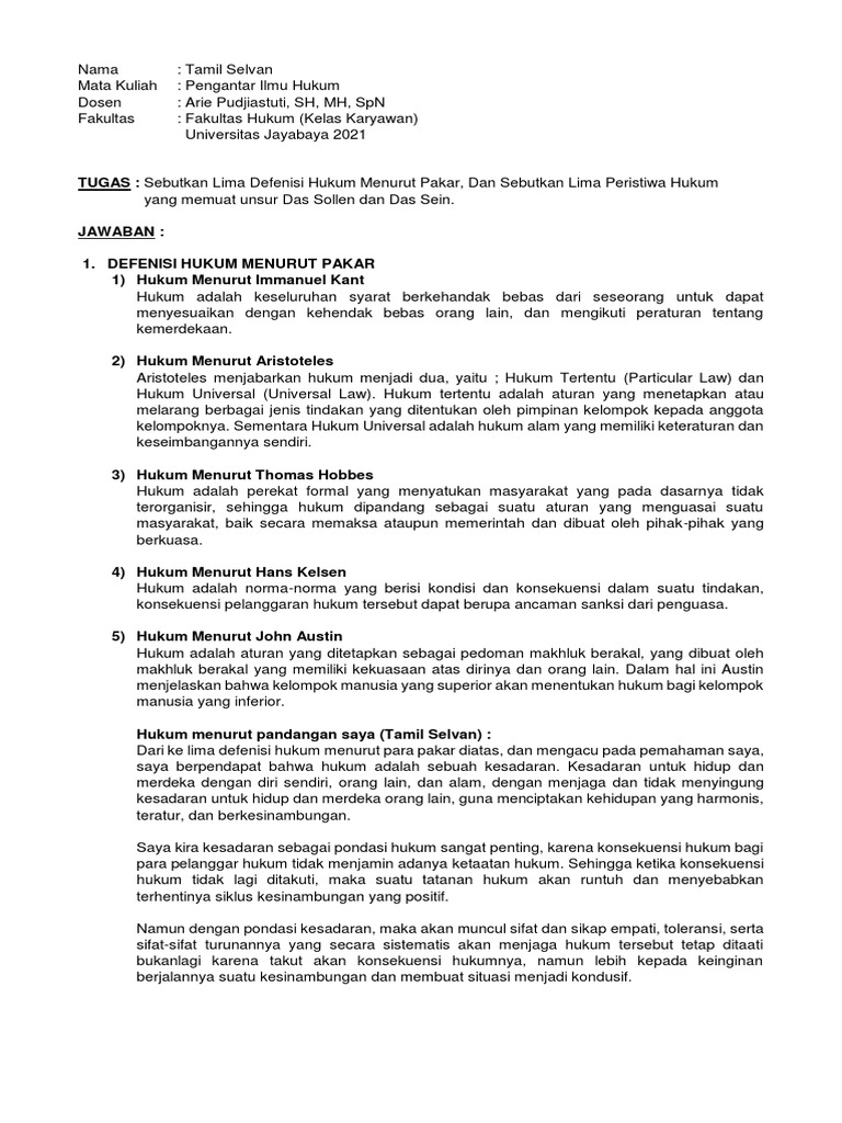 Materi Pengantar Ilmu Hukum | PDF