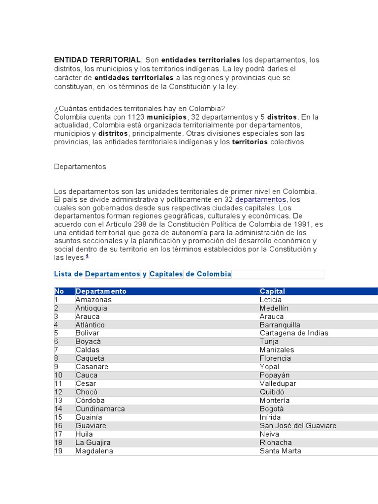 Entidad Territorial | PDF | Colombia | Comunidad andina