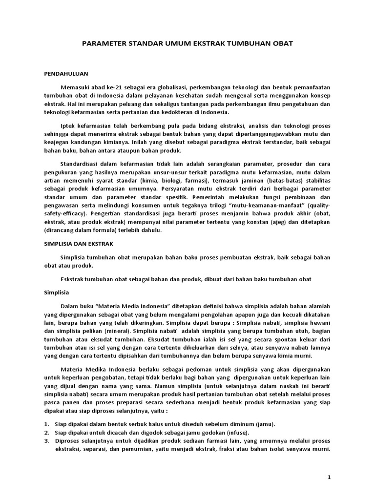 Parameter Standar Ekstrak | PDF