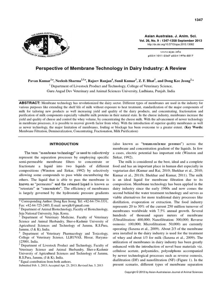 Milk Journal | PDF | Membrane | Milk