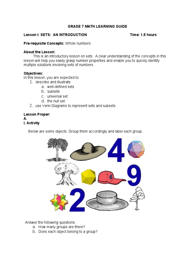 Math Grade 7 Learners Module | PDF | Subtraction | Set (Mathematics)