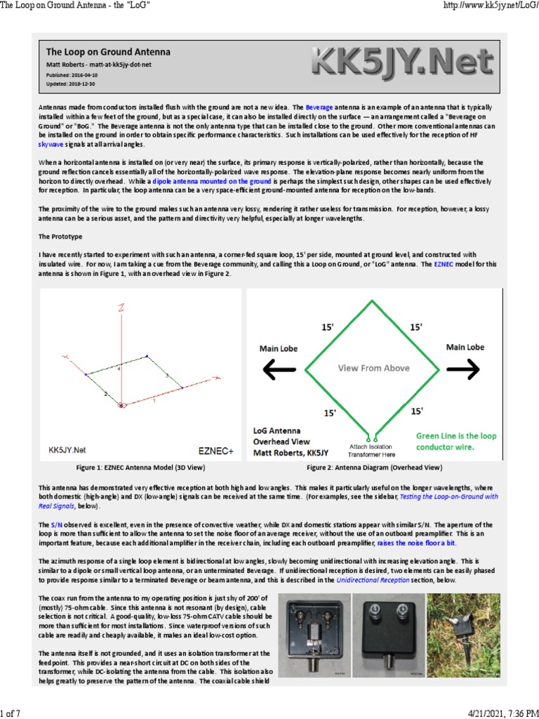 The Loop On Ground Antenna - The LoG | PDF | Antenna (Radio) | Coaxial ...