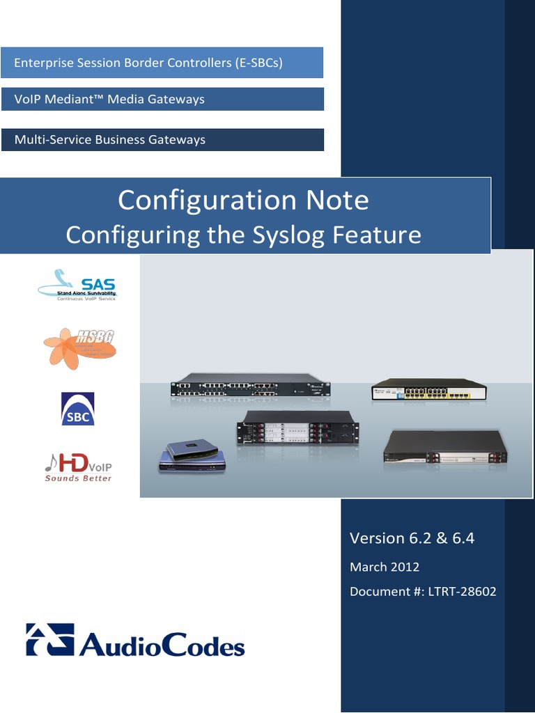 LTRT-28601 Configuring Syslog Configuration Note Ver. 6.2 & 6.4 | Download Free PDF | Session ...