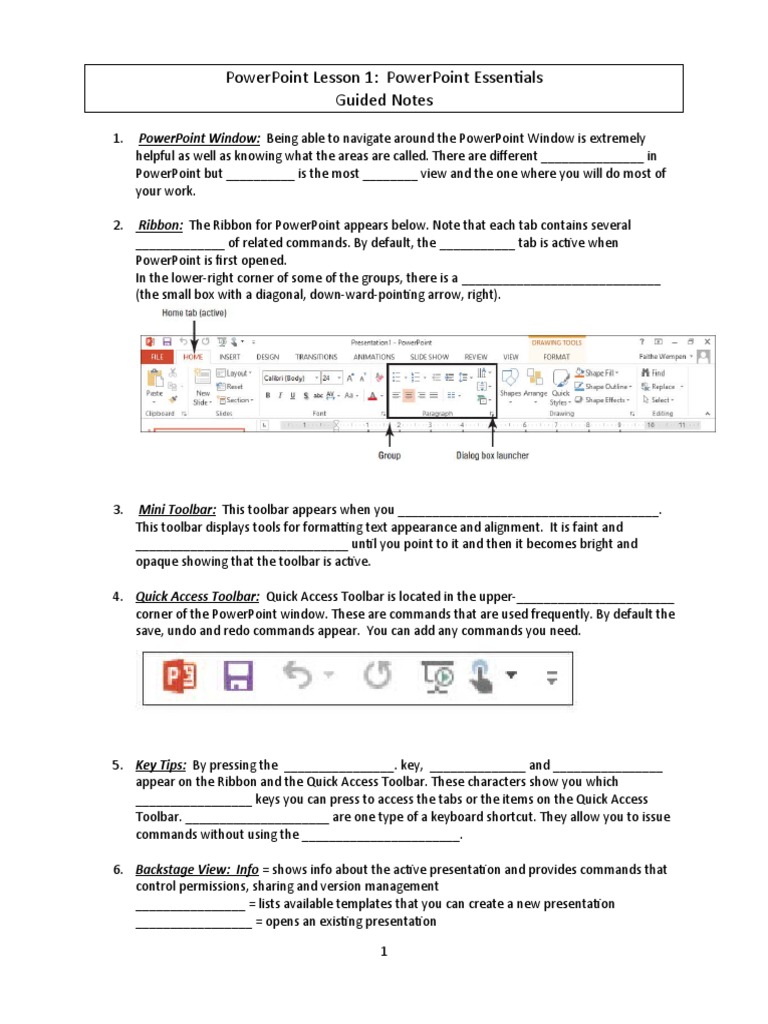 Lesson 1 Power Point Guided Notes | PDF | Microsoft Power Point ...