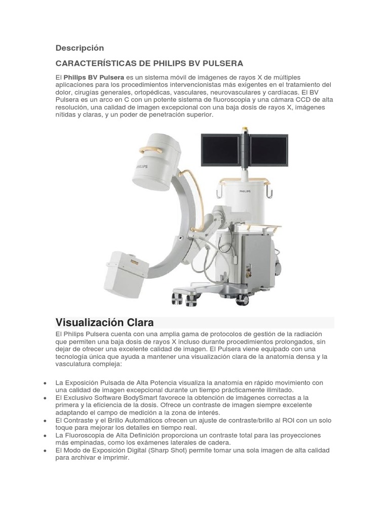 Philips BV Pulsera: Arco en C Avanzado | PDF | Rayo X