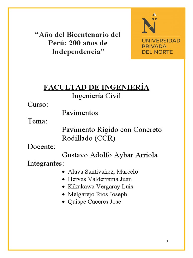 Pavimento Rígido Con Concreto Rodillado (CCR) Grupo 9 | PDF | Hormigón | Cemento