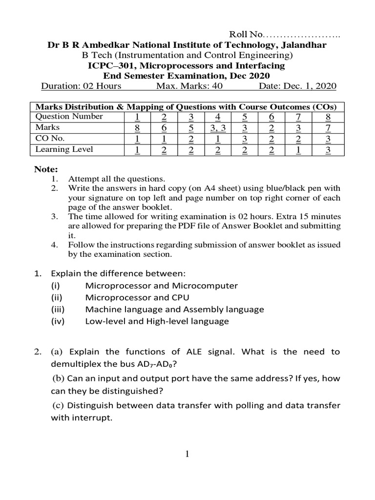 Microprocessors and Interfacing Questions | PDF | Binary Coded Decimal ...