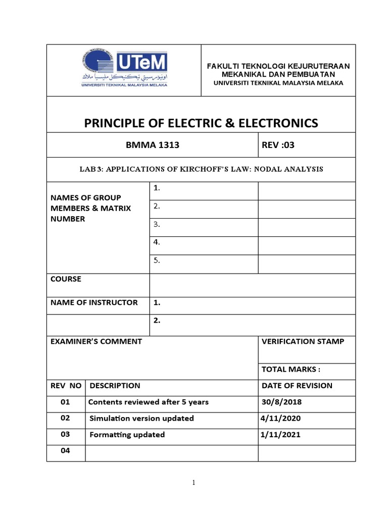 Lab 3 Nodal Analysis - Simulation | PDF | Electrical Network ...