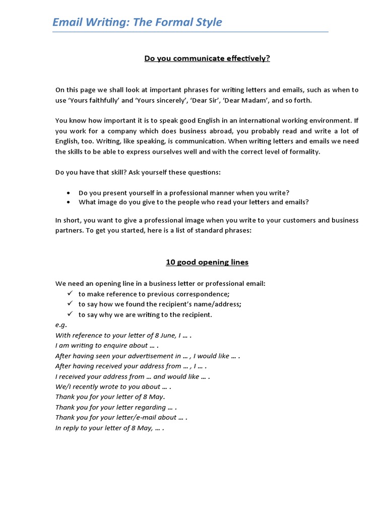Formal Email Writing: Conventions and Best Practices for Professional ...