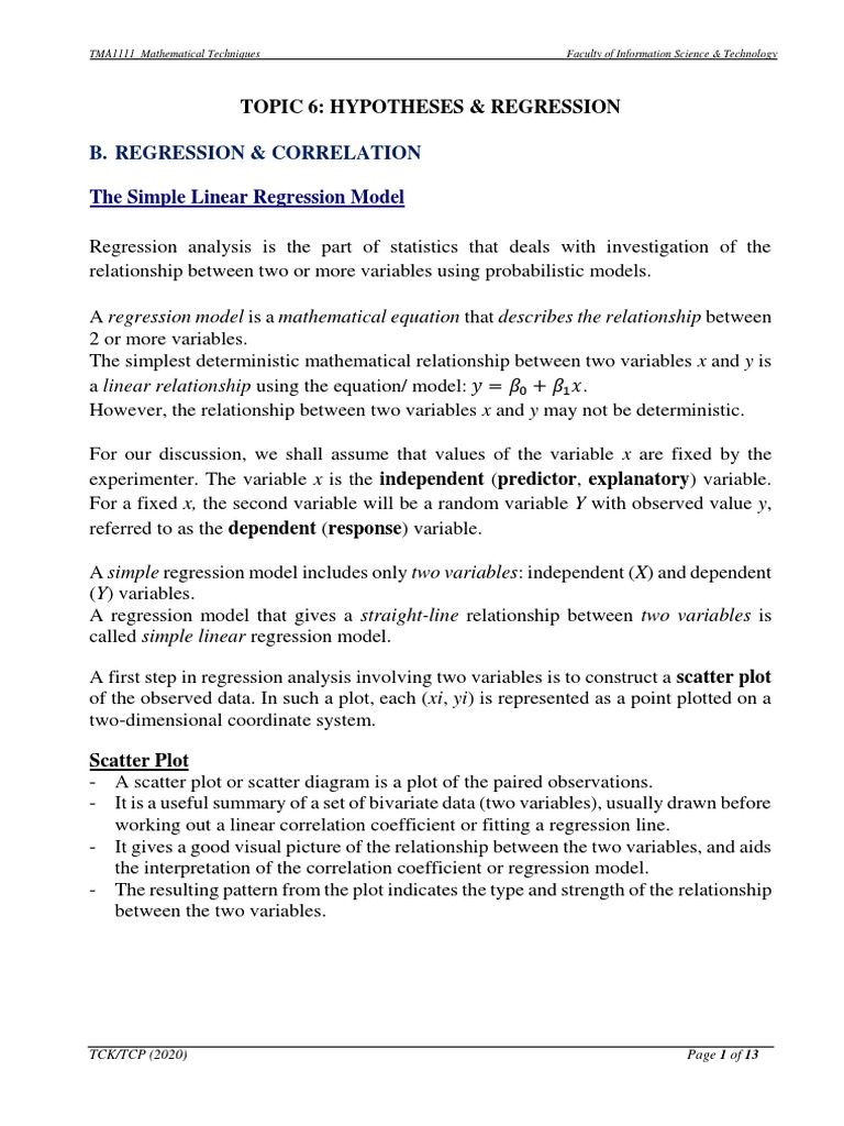 Topic 6B Regression | PDF | Linear Regression | Regression Analysis