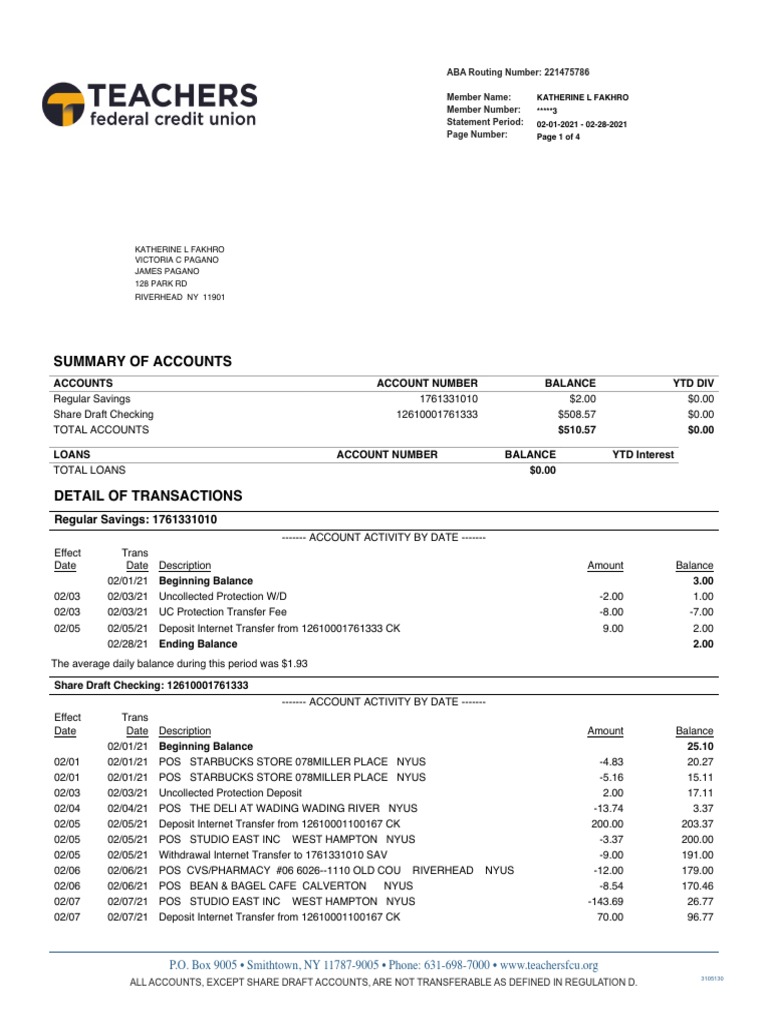 Summary of Accounts: Accounts Account Number Balance Ytd Div | PDF | Overdraft | Interest