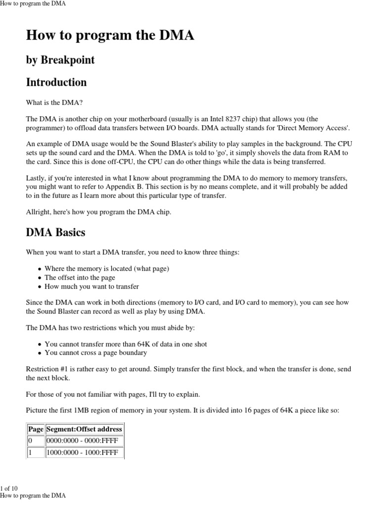 How To Program The DMA: by Breakpoint | PDF | Random Access Memory ...