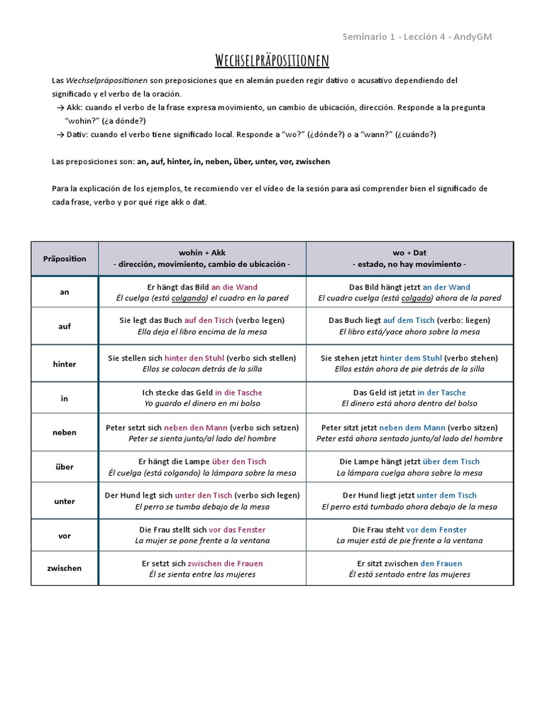 Präpositionen | PDF | Artes del Lenguaje y Comunicación | Relaciones ...