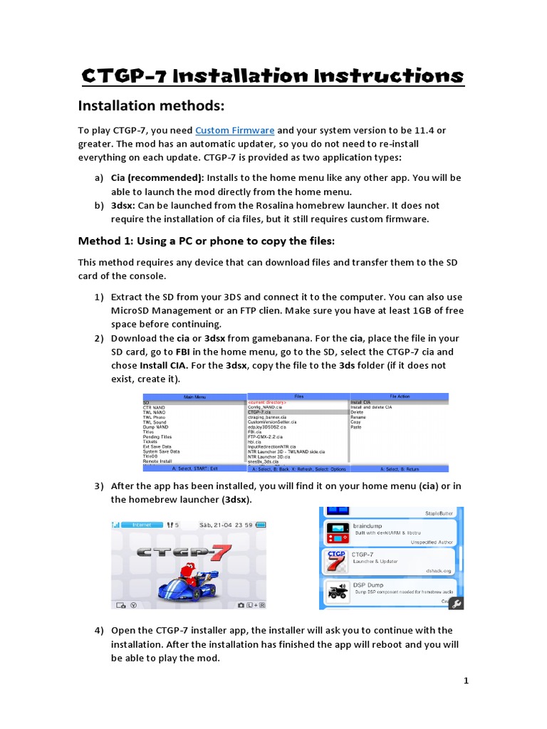 CTGP-7 Installation Instructions | PDF | Computer File | Installation ...