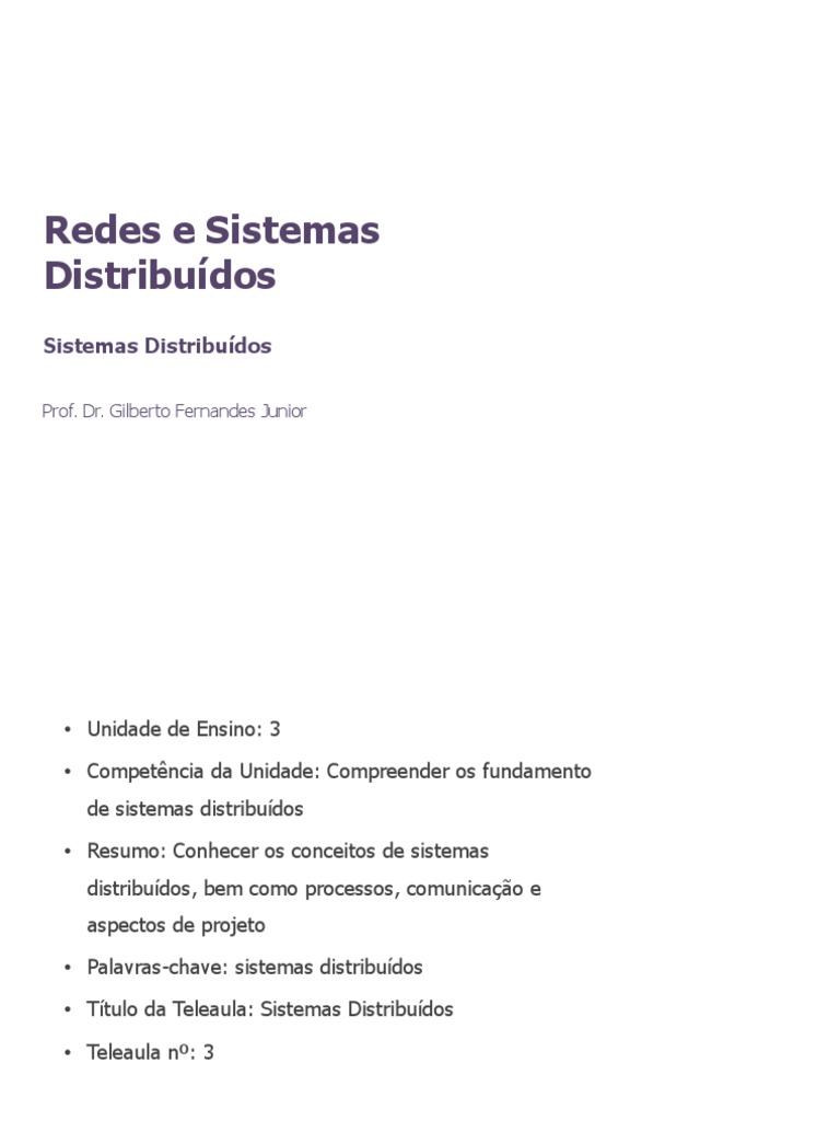 Aula 03 | PDF | Sistema de processamento distribuído | Soquete de rede