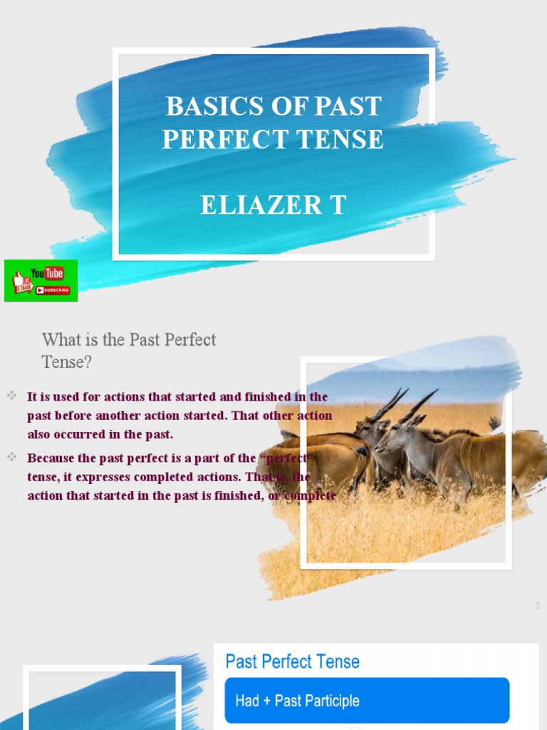 Presentation On Past Perfect Tense | PDF | Grammatical Tense | Perfect ...