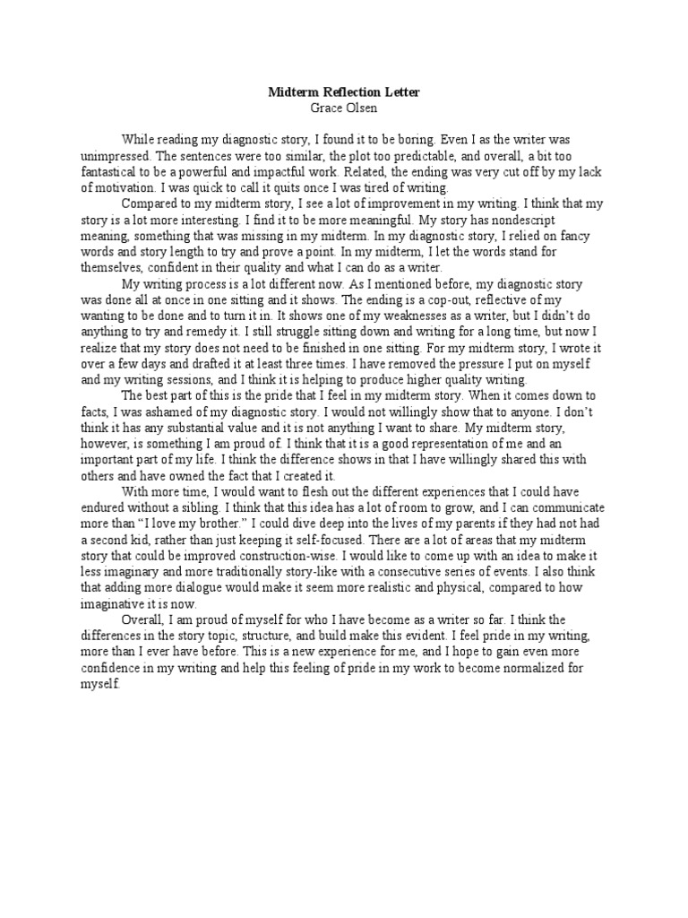 Midterm Reflection | PDF | Writers | Psychological Concepts