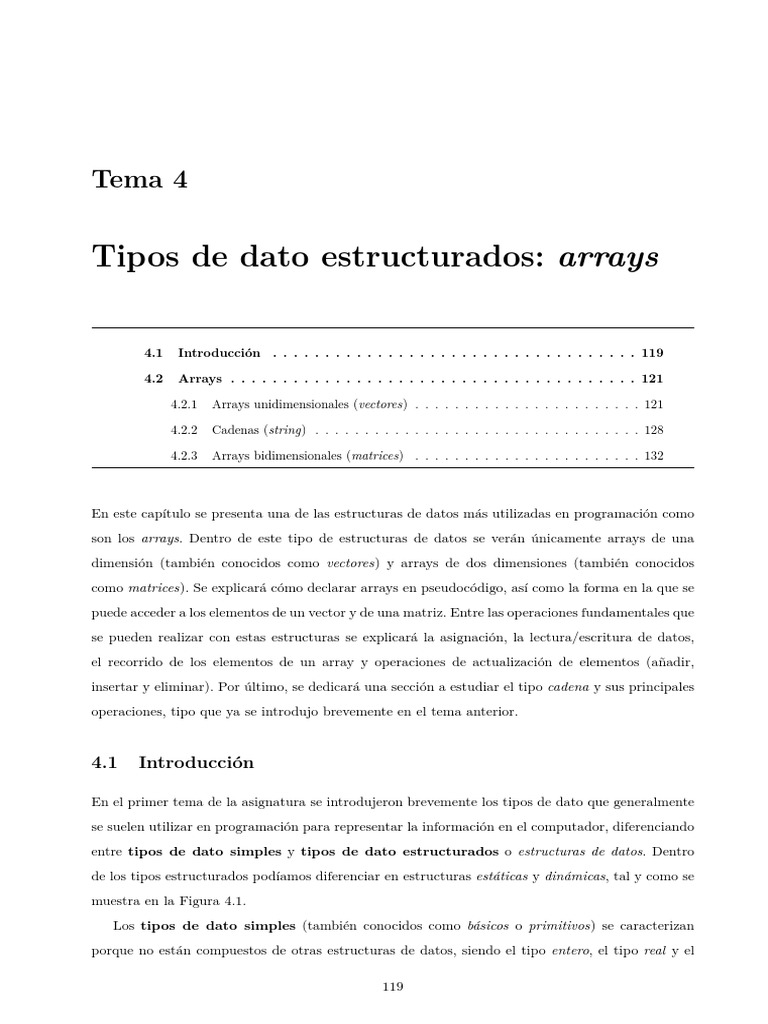 Arrays unidimensionales y bidimensionales: introducción a las estructuras de datos estáticas en ...