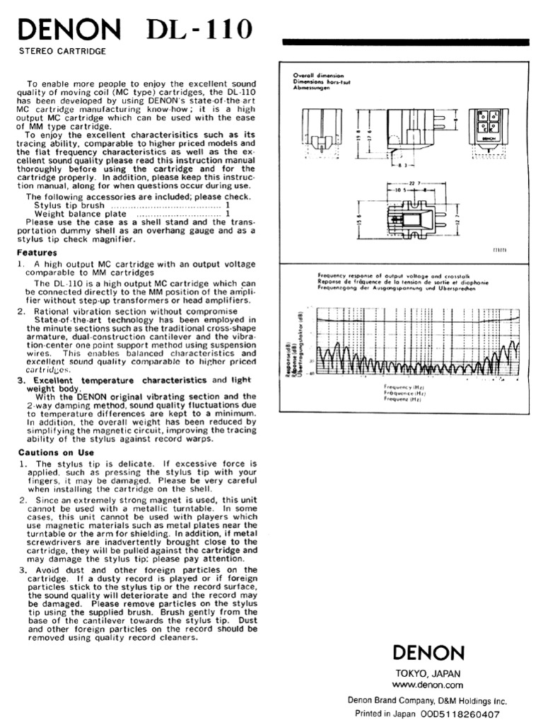 Denon DL 110 Manual | PDF