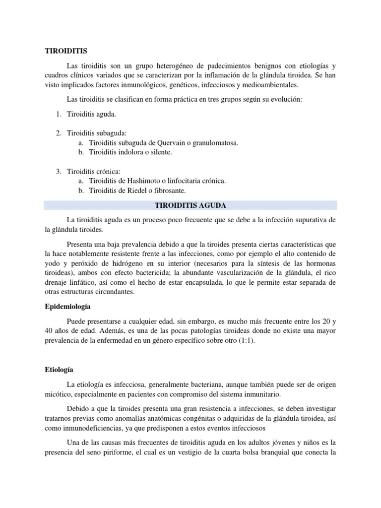 Tema 3 Tiroiditis Aguda | PDF | Tiroides | Hormona estimulante de la ...