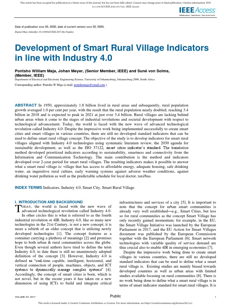 Development of Smart Rural Village Indicators in L | PDF ...