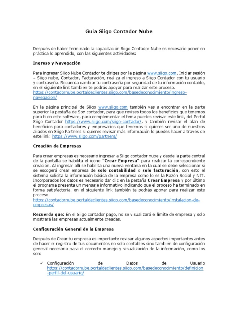 Guia Siigo Contador Nube | PDF | Contabilidad | Informática