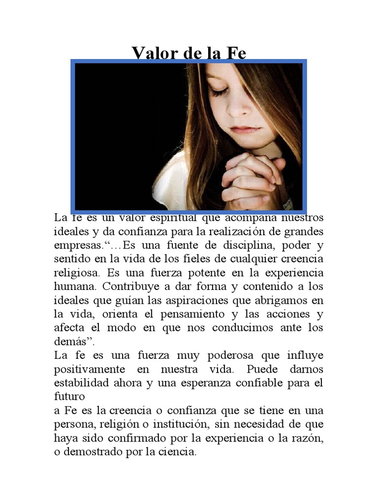 El Valor de la Fe en la Vida | PDF | Crecimiento personal y profesional ...