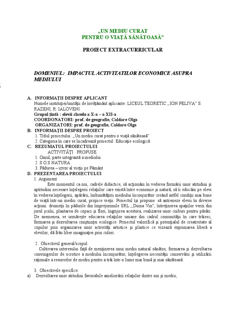 Proiect Extracurricular | PDF