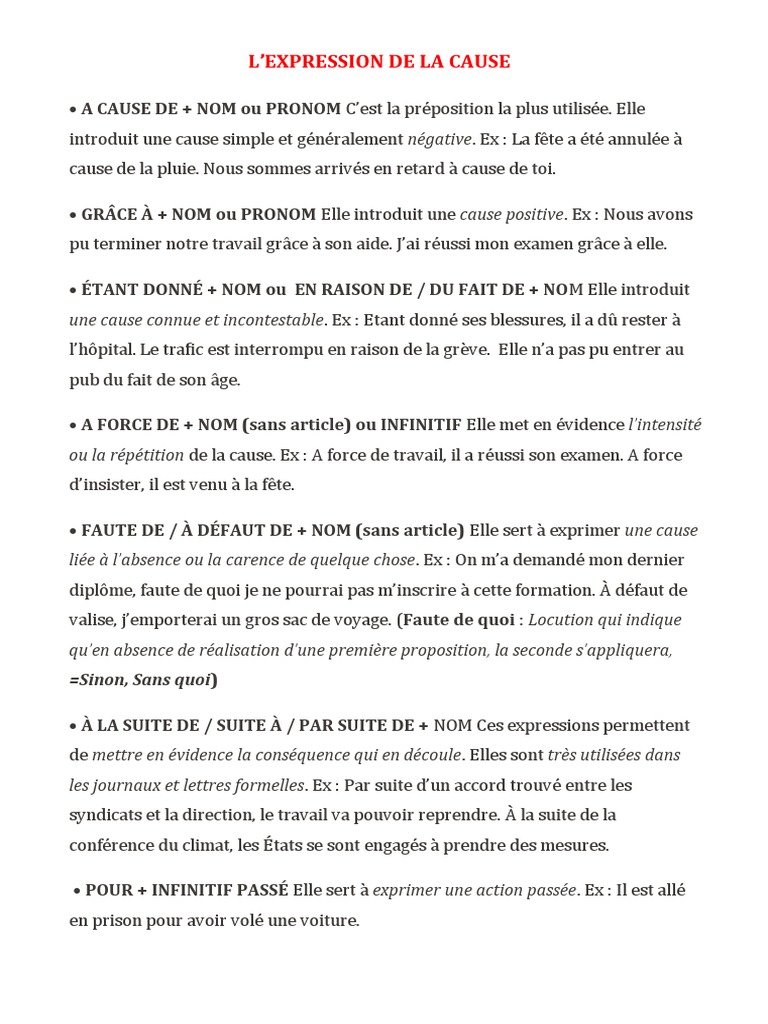 Expression de La Cause | PDF | Linguistique