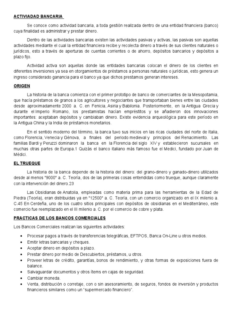 Unidad 1 Banca Comercial | PDF | Bancos | Economias