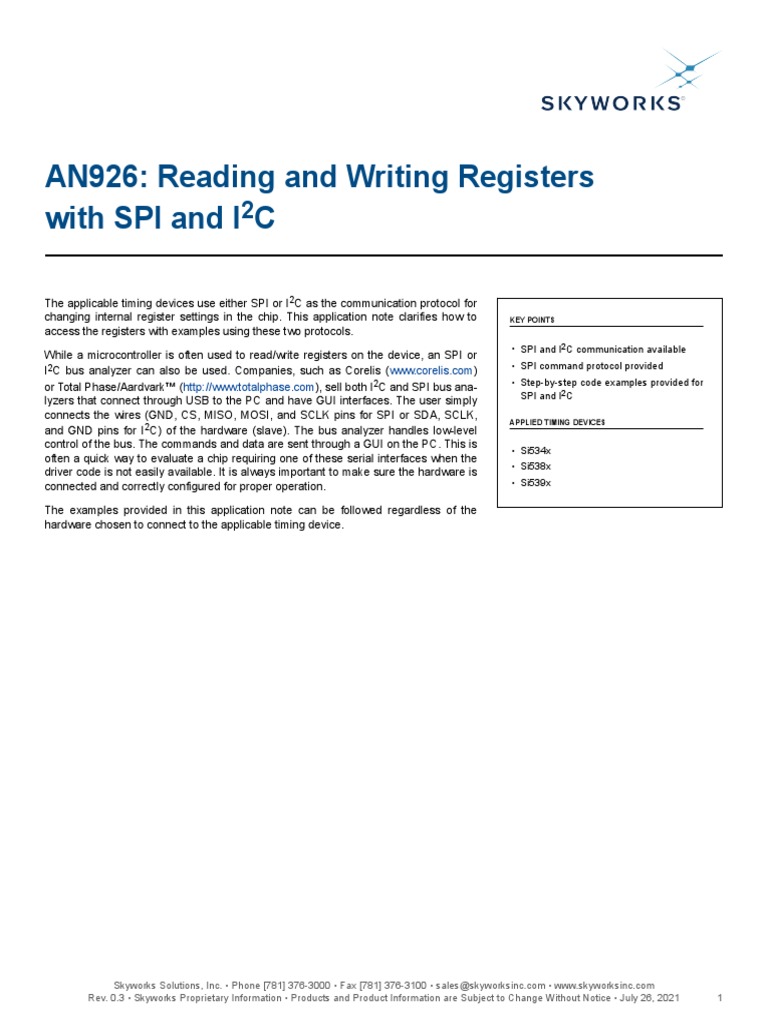 An926 Reading Writing Registers Spi I2c | PDF | Transmission Control ... An926 Reading Writing Registers Spi I2c | PDF | Transmission Control ...
