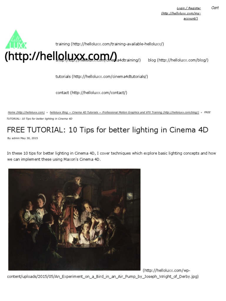 FREE TUTORIAL - 10 Tips For Better Lighting in Cinema 4D - Helloluxx | PDF | Shadow | Rendering ...