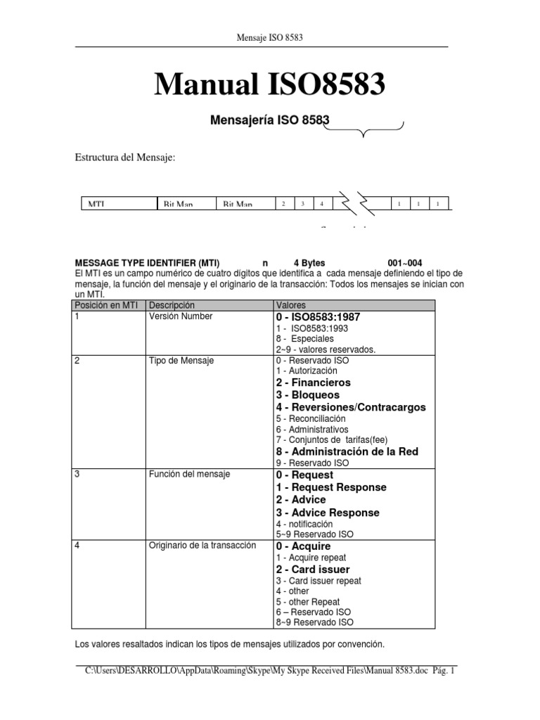 Manual ISO8583 | PDF | Industrias de servicio | Ciencias de la Computación