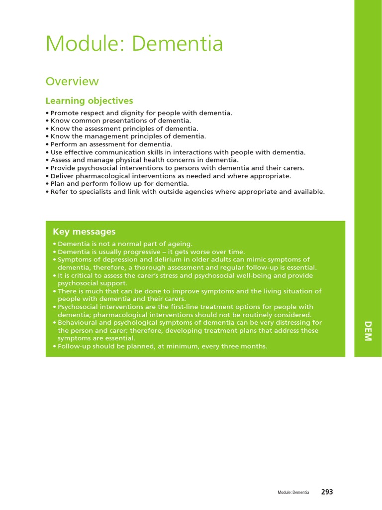 Module: Dementia: Learning Objectives | PDF Module: Dementia: Learning Objectives | PDF
