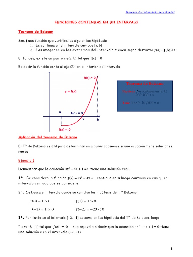 Teoremas Continuidad y Derivabilidad | PDF | Intervalo (Matemáticas) | Derivado