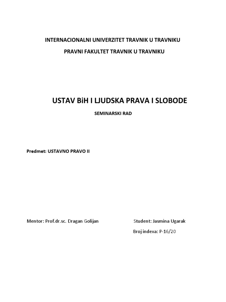 Ustav Bosne I Hercegovine | PDF